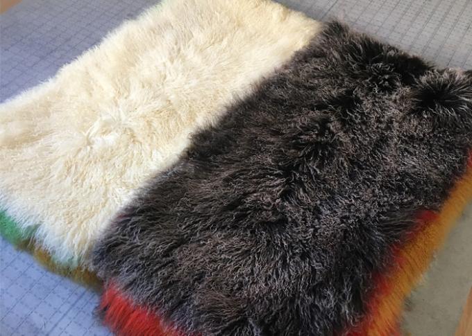 Curly Long Haired Rectangular Sheepskin Rug , Home Style Lambskin Rug ...